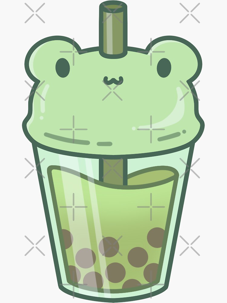 "Boba Matcha Milk Tea Frog" Sticker for Sale by PixTheFaery | Redbubble