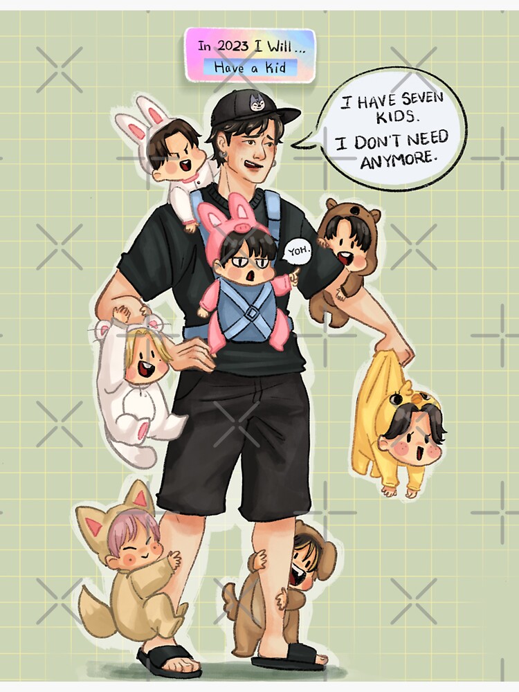 "Chan and his 7 Kids" Sticker for Sale by toastytofu | Redbubble