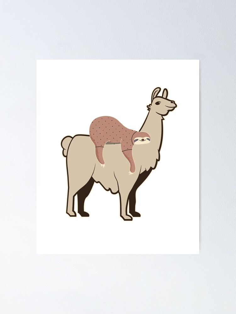 "Funny Sloth Riding Llama Shirt Cute Sloth Shirt Llama Lover" Poster by ...