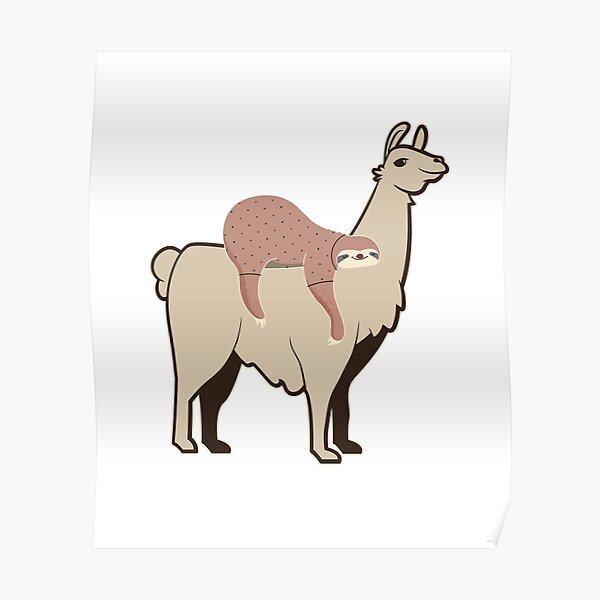"Funny Sloth Riding Llama Shirt Cute Sloth Shirt Llama Lover" Poster by ...