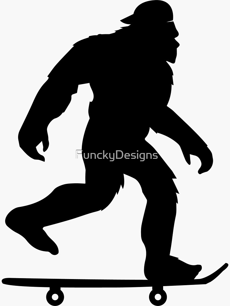 "Big Foot Riding Skateboard Funny Bumper Sticker" Sticker for Sale by ...