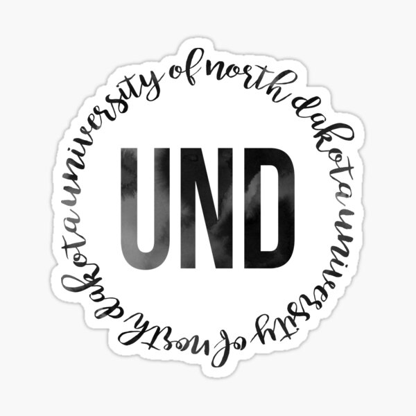 "UND - University of North Dakota Black Ink Circle" Sticker by evaphan ...