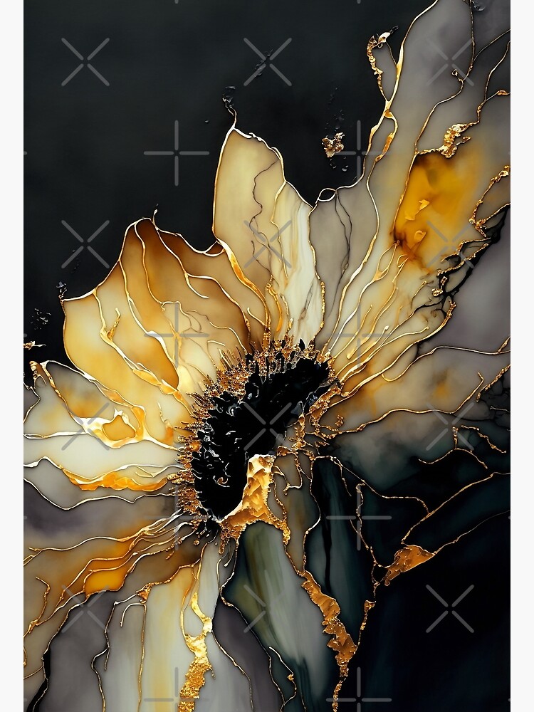 "Organic Sunflower - Semi Abstract Alcohol Ink Resin Art" Poster for ...