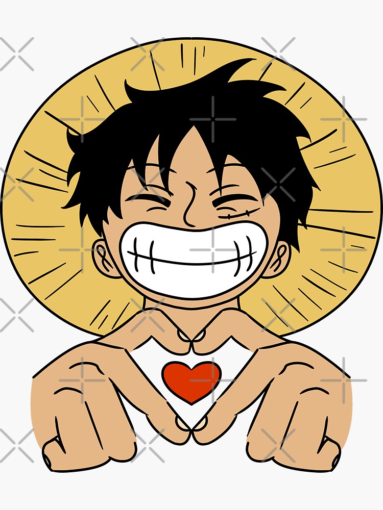 "Monkey D. Luffy valentine's day finger heart" Sticker for Sale by Rat ...