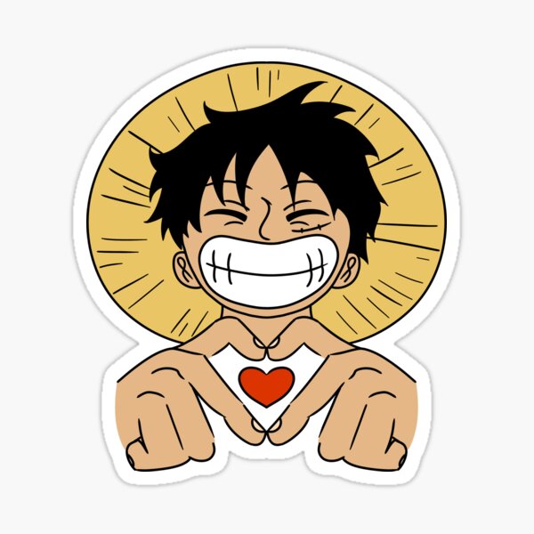 "Monkey D. Luffy valentine's day finger heart" Sticker for Sale by Rat ...