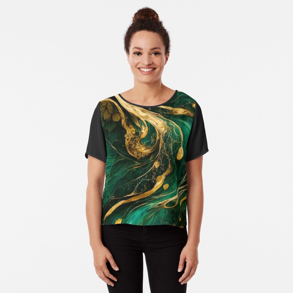 "Emerald green and gold flowy marble print" Art Print for Sale by ...