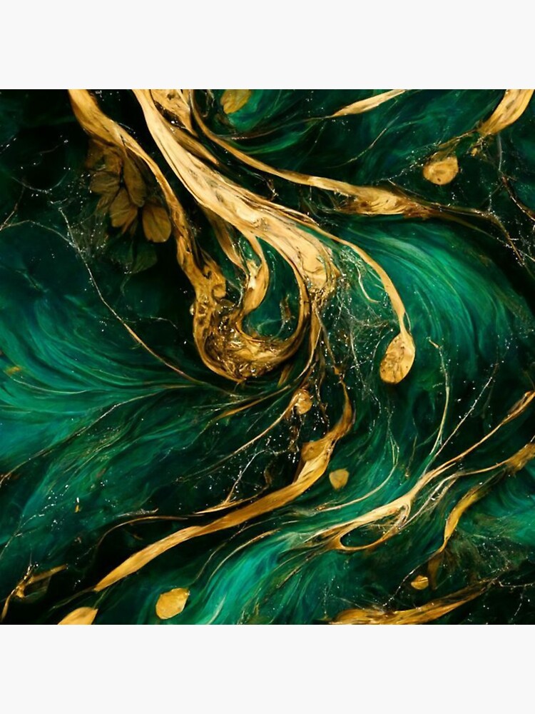 "Emerald green and gold flowy marble print" Sticker for Sale by ...