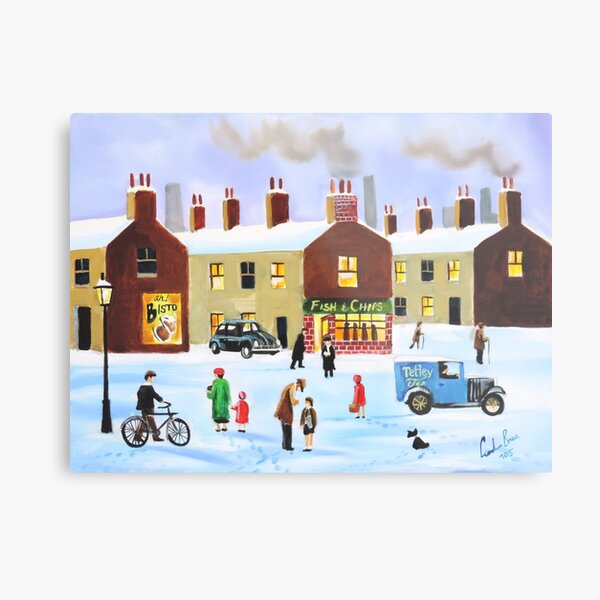 "Lowry inspired street scene in winter" Metal Print for Sale by ...