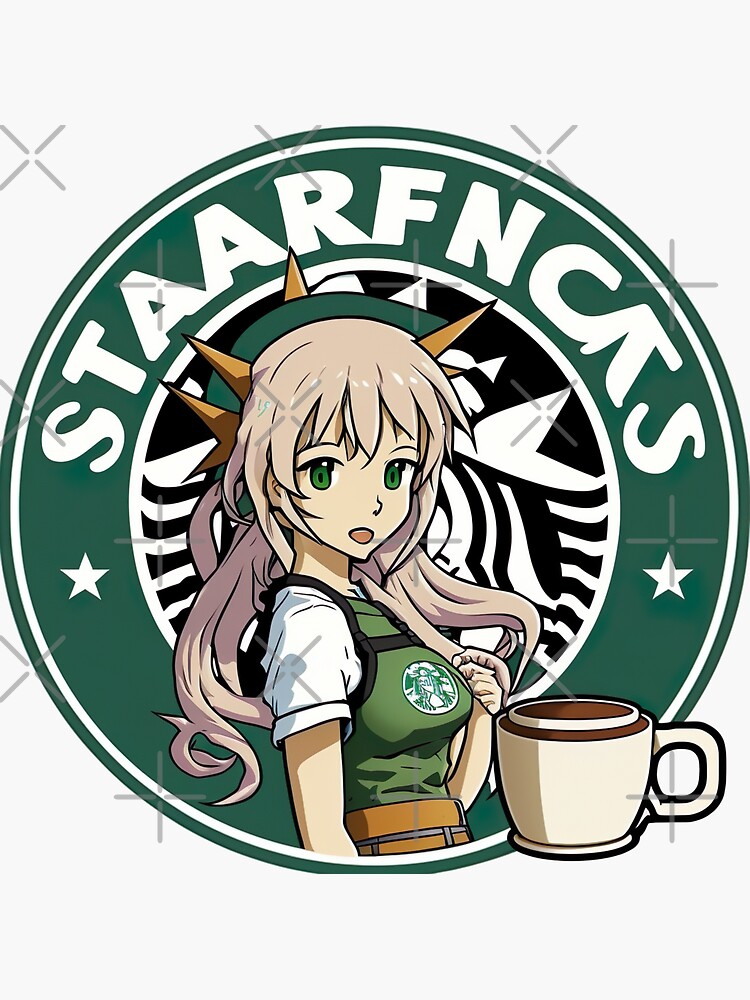 "Anime Girl Starbucks Parody Green" Sticker for Sale by NanarodsDesign ...