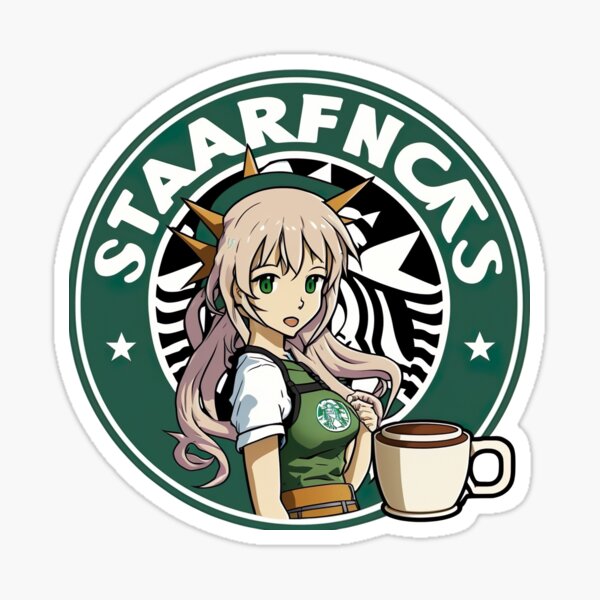 Anime Girl Starbucks Parody Green Sticker For Sale By Nanarodsdesign Redbubble