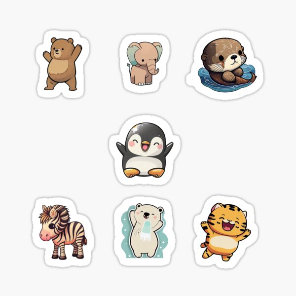"Cute Kawaii Style Animals Pack" Sticker for Sale by Mark Fox | Redbubble