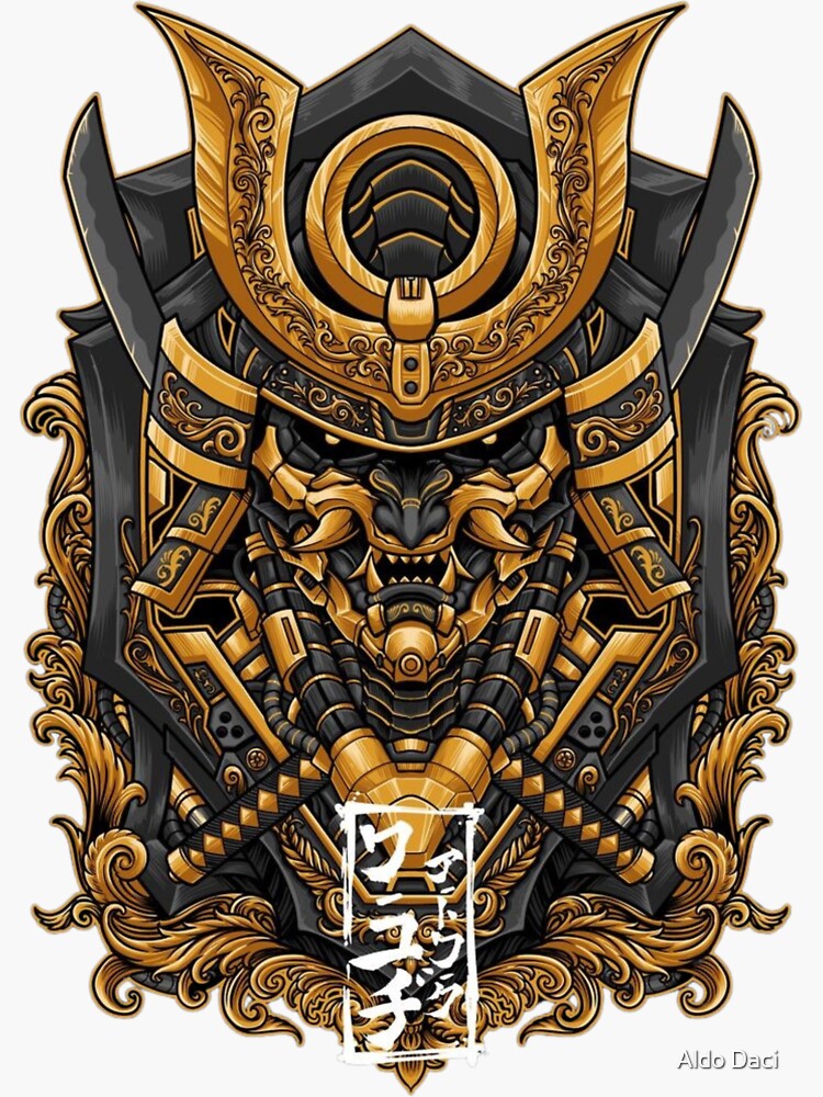 "Mechanical Oni Mask Japanese Samurai " Sticker for Sale by AldoDaci ...
