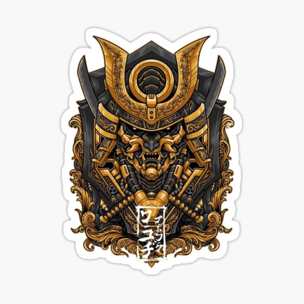"Mechanical Oni Mask Japanese Samurai " Sticker for Sale by AldoDaci ...