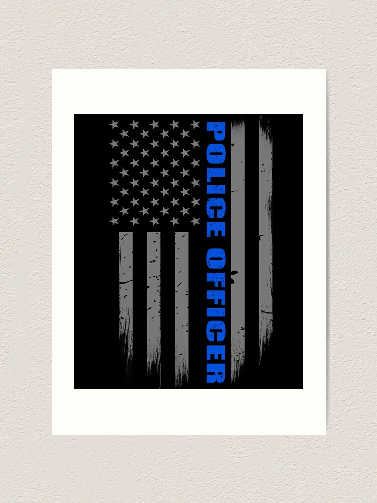 "Police Officer Thin Blue Line Flag" Art Print by bluelinegear | Redbubble