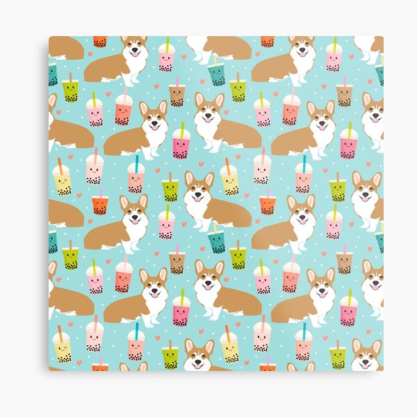 "corgi boba tea bubble tea cute kawaii dog breed fabric welsh corgis ...