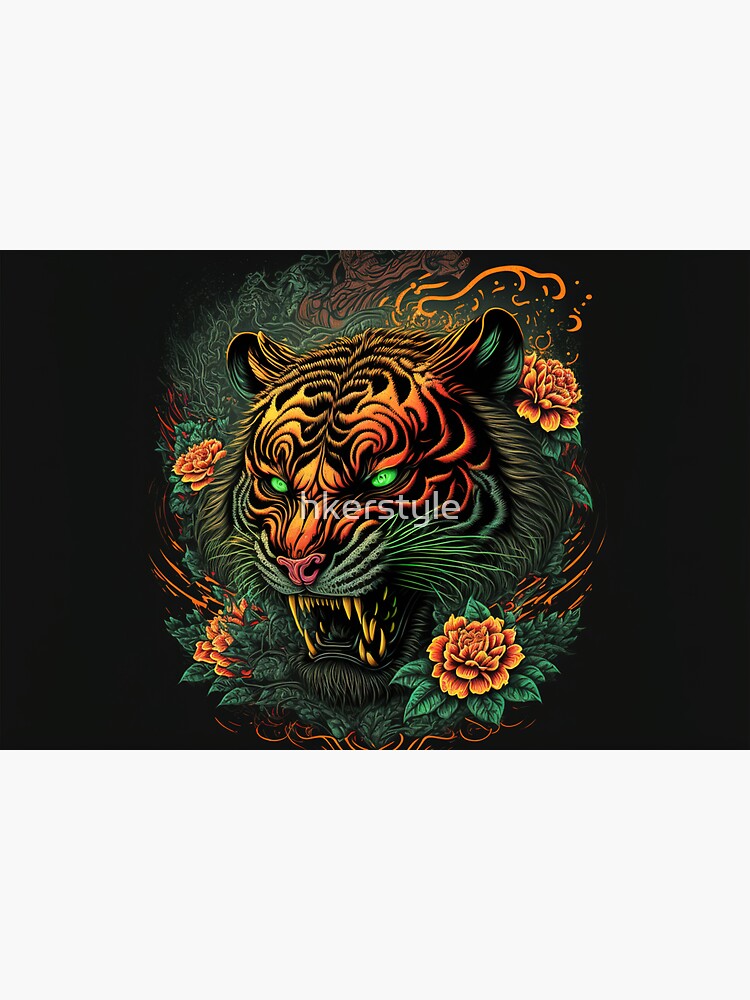 "Traditional Chinese Tiger Tattoo Art Drawing 016" Sticker for Sale by ...