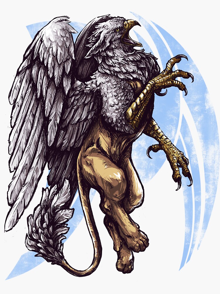 "Mythical Beasts Blue Gryphon" Sticker for Sale by MythicalBeasts ...