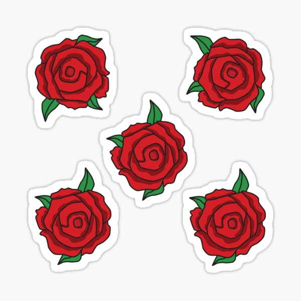 "Cute Red Rose Sticker Pack" Sticker for Sale by DanandDee | Redbubble
