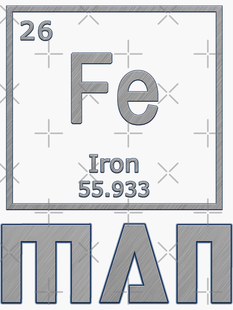 "Fe Man Periodic Table Iron Science Chemistry" Sticker for Sale by ...