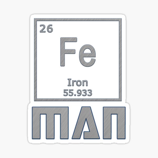 "Fe Man Periodic Table Iron Science Chemistry" Sticker for Sale by ...