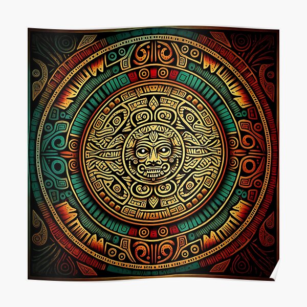 "Aztec Art Pattern - Classical Mesoamerican History & Mythology" Poster ...