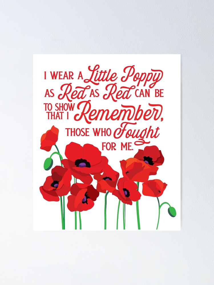 Poppy Veterans Day Quote Spring Blooming Endless Red Poppy Field