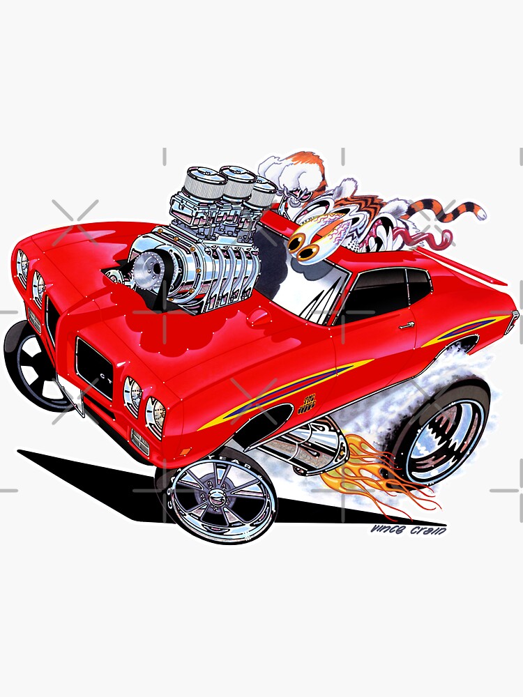 "Vince Crain 1970 GTO Judge GUILTY red" Sticker for Sale by vincecrain ...