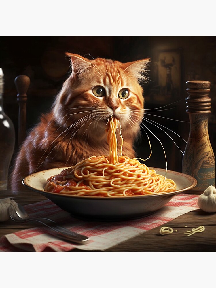 "Cat Eating Spaghetti" Sticker for Sale by kraftshop01 | Redbubble