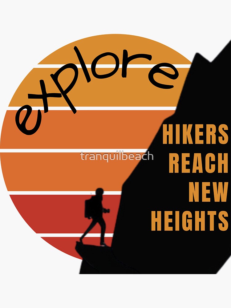 "Hikers Reach New Heights Graphic Design with Sunset in Vintage Colors ...