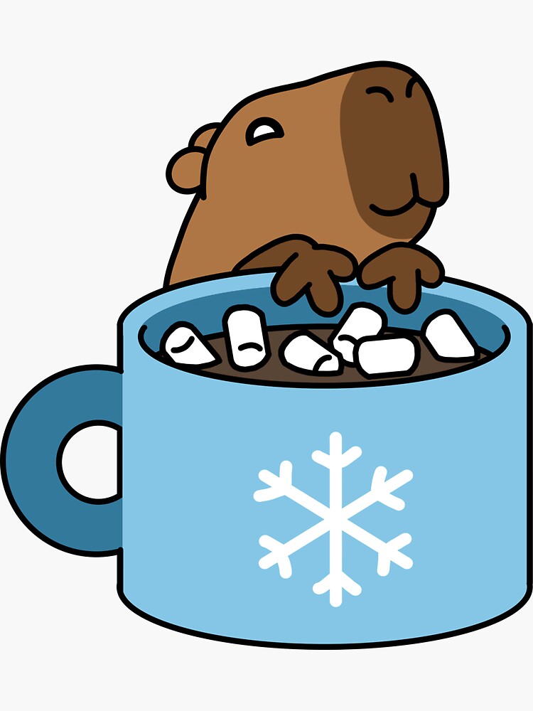 "cozy hot chocolate capybara" Sticker for Sale by thecapycode | Redbubble