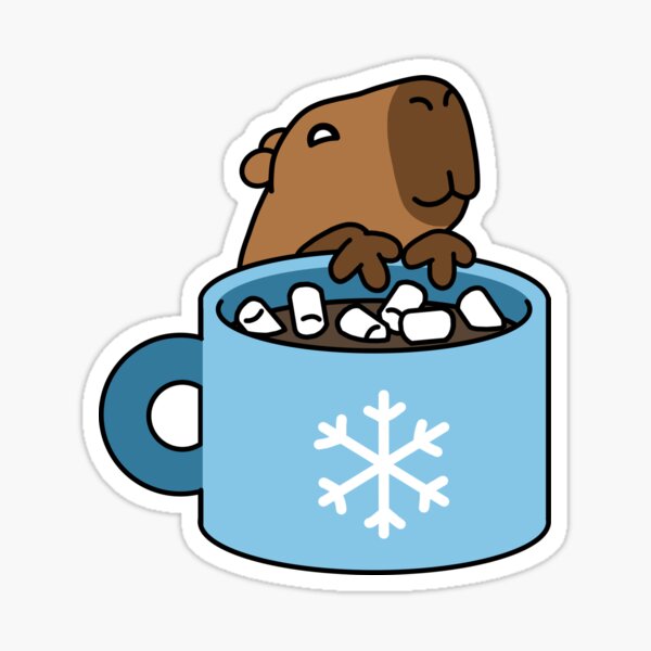 "cozy hot chocolate capybara" Sticker for Sale by thecapycode | Redbubble