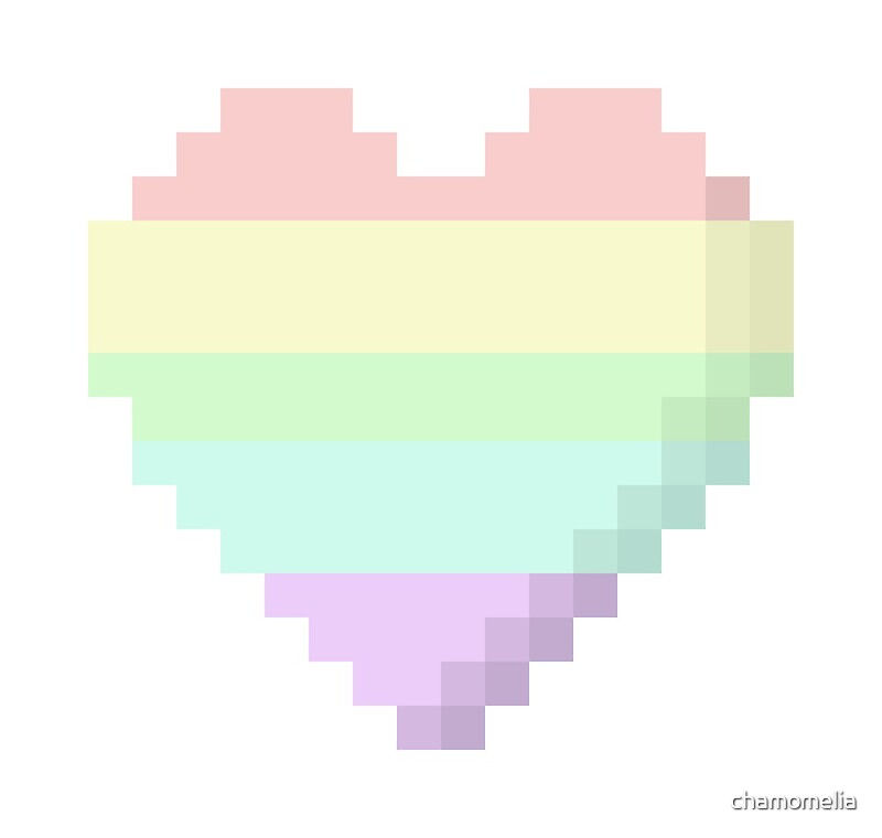 "Pastel Rainbow Pixel Heart" by chamomelia | Redbubble
