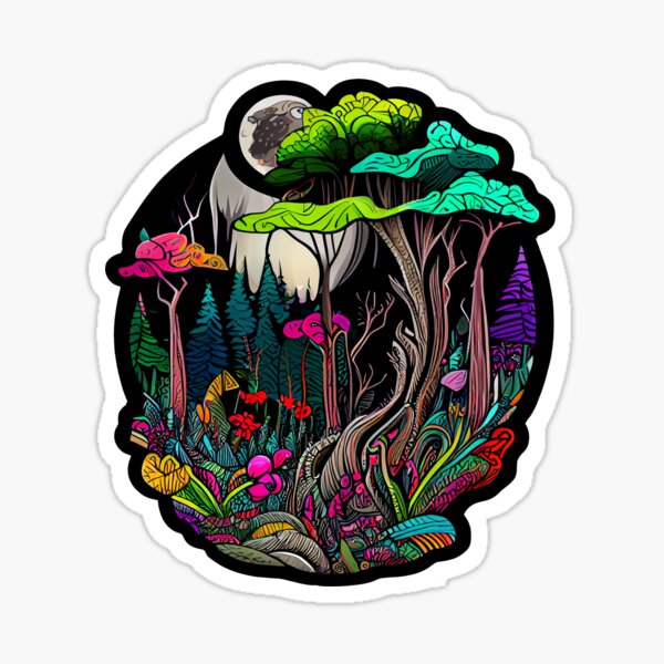 "Mystical Moonlit Forest" Sticker for Sale by BrethrenDaniel | Redbubble