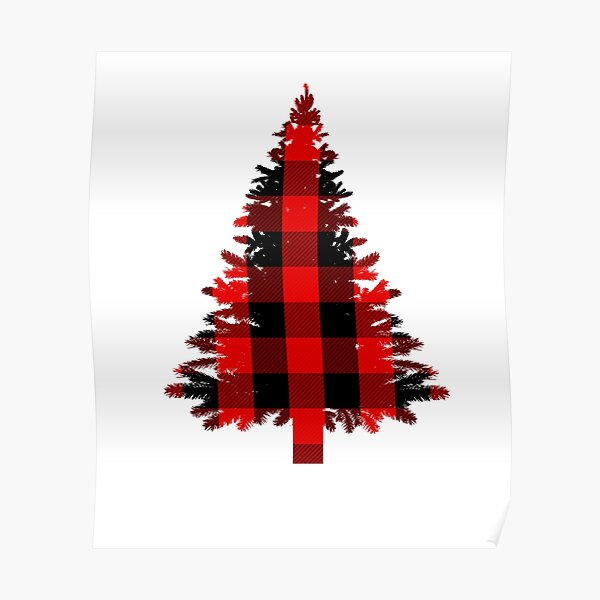 "Red Buffalo Plaid Pine Tree" Poster for Sale by GrayFoxShirts | Redbubble