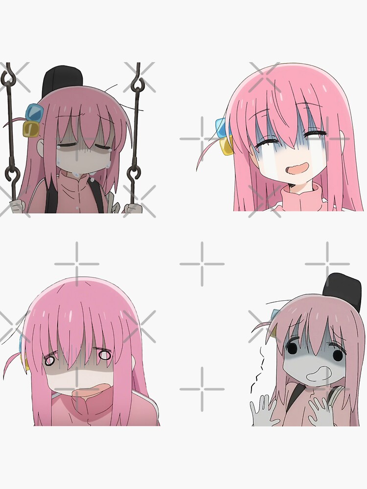 "Bocchi The Rock! Fanart - Hitori "Bocchi" Gotoh Funny Faces" Sticker ...