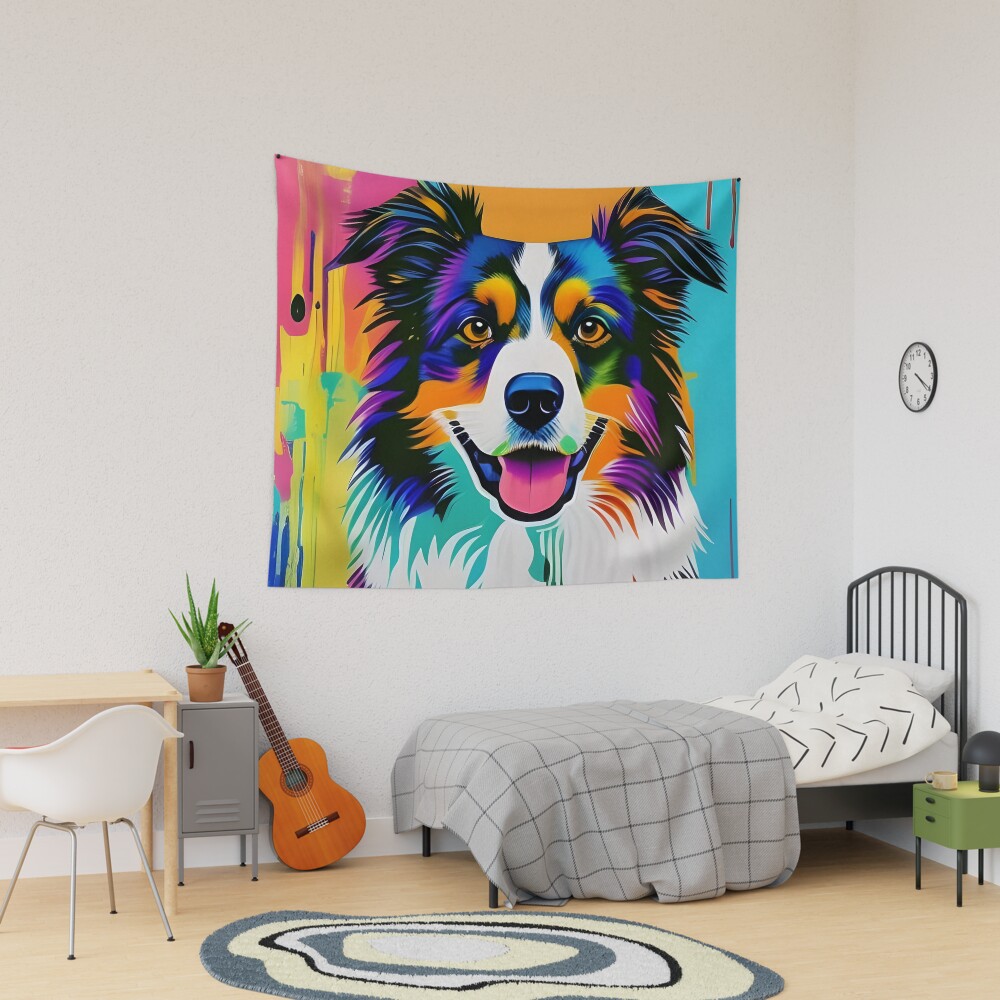 "Colorful Vibrant Abstract Border Collie Pop Art Dog Portrait Painting ...