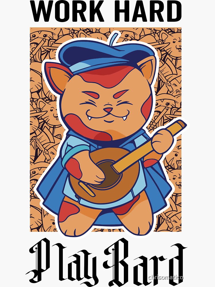 "Work Hard Play Bard LARP" Sticker for Sale by chrisomatico | Redbubble