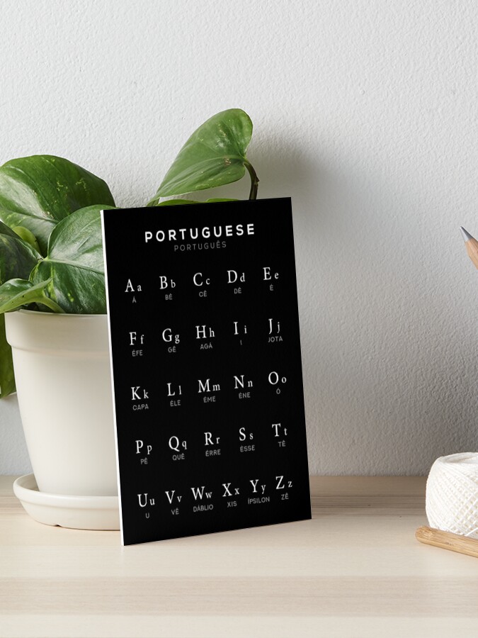 "Portuguese Alphabet Chart, Portugal Language Chart, Black" Art Board ...
