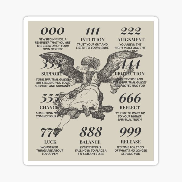 "Angel numbers" Sticker for Sale by velaryons | Redbubble