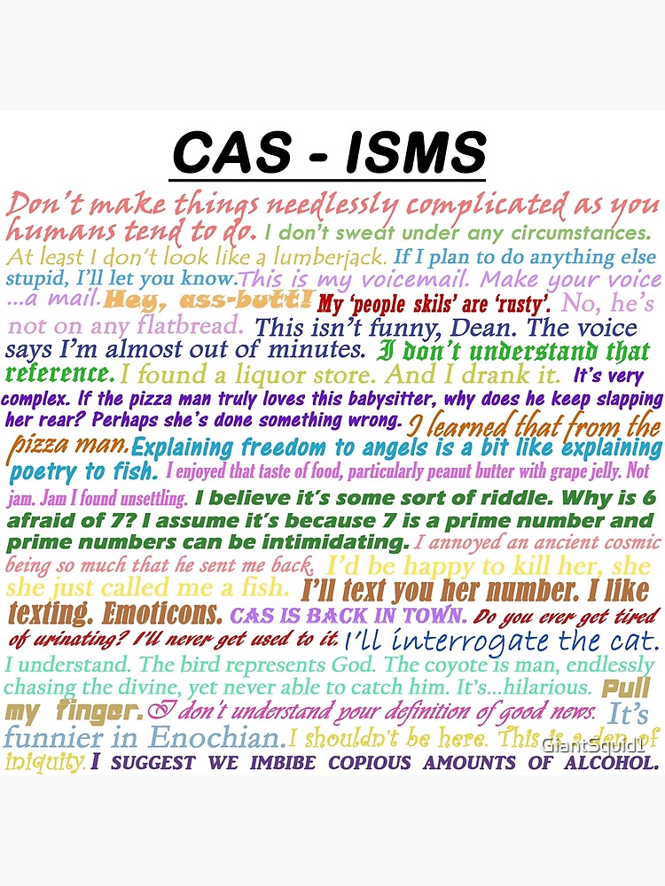 "Cas - Isms" Poster for Sale by GiantSquid1 | Redbubble