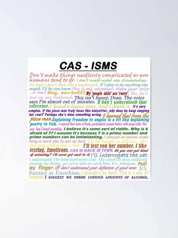 "Cas - Isms" Poster for Sale by GiantSquid1 | Redbubble