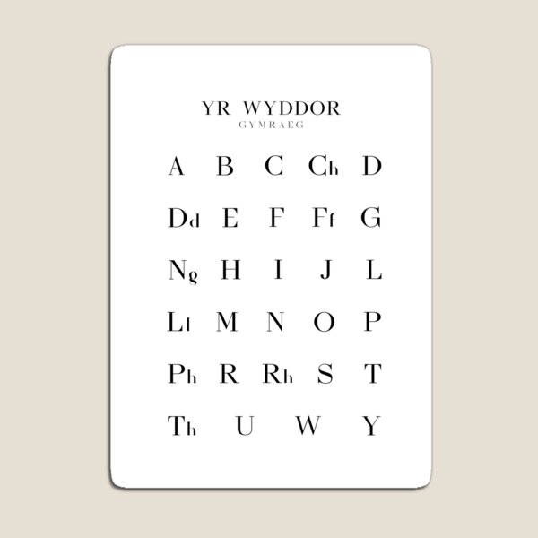 "Welsh Alphabet Chart, Yr Wyddor Gymraeg Language Chart, White" Magnet ...