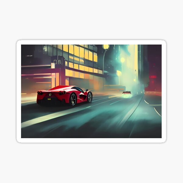 "Ferrari LaFerrari Painting • Abstract Cyberpunk Neon Hypercar" Sticker ...