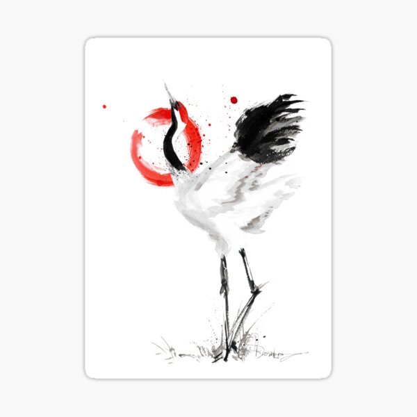 "Japanese Crane" Sticker for Sale by doriana | Redbubble