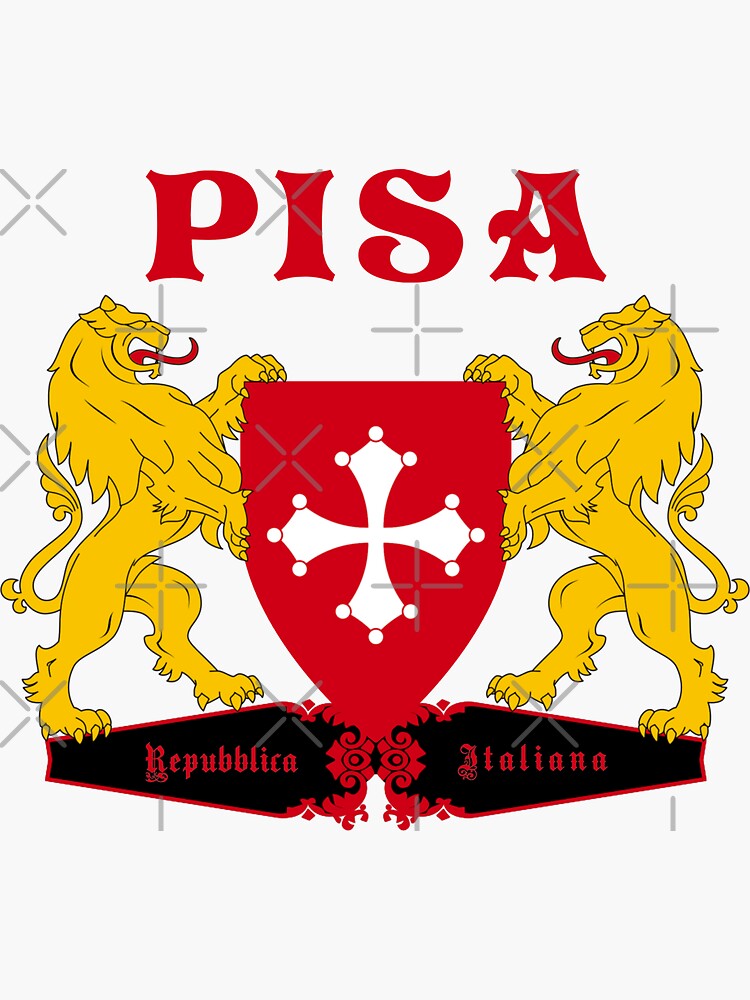 "City of Pisa Flag Heraldry - Cool Pisa Tuscany Italy " Sticker for ...