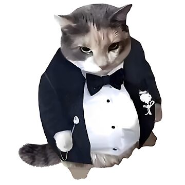 "Fat Ass Cat in Tuxedo Suit Chonky Boy Tie Funny Chonkers Meme" Sticker ...