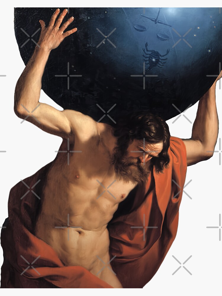 "Greek God Atlas Holding Up Celestial Earth World Globe Guercino ...