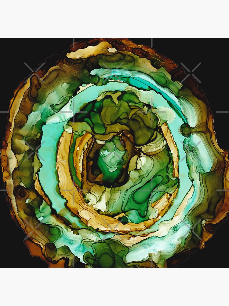 "Turquoise Brown Tree Ring Geode - Original Alcohol Ink" Sticker for ...