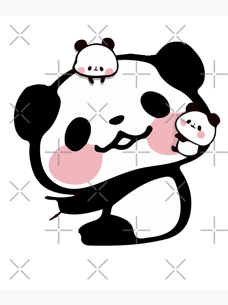 Cute Kawaii Pandas Hugging Love Novelty Print Canvas Print For Sale