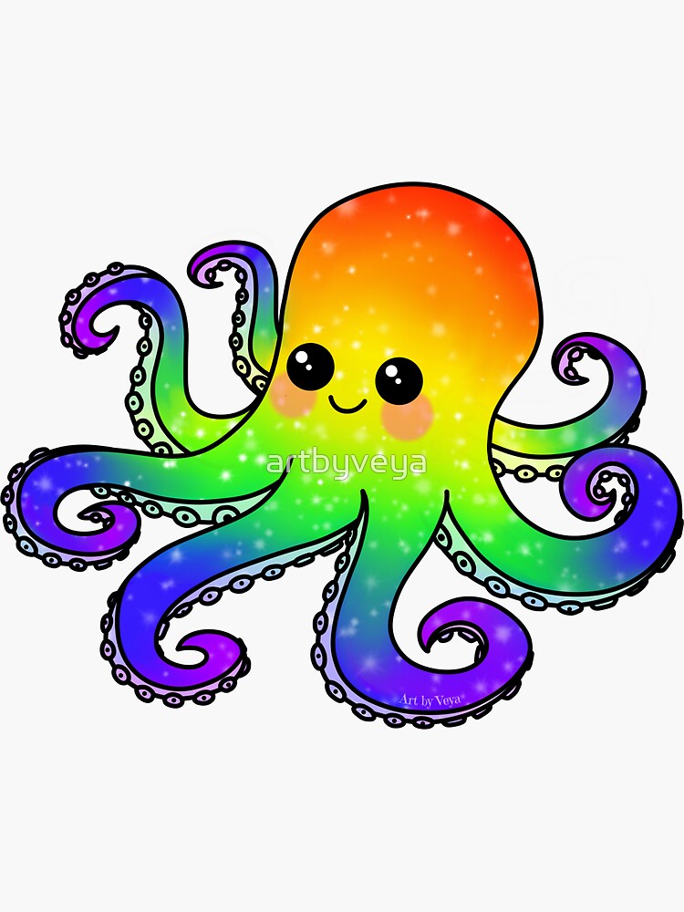 "Rainbow Octopus" Sticker for Sale by artbyveya | Redbubble